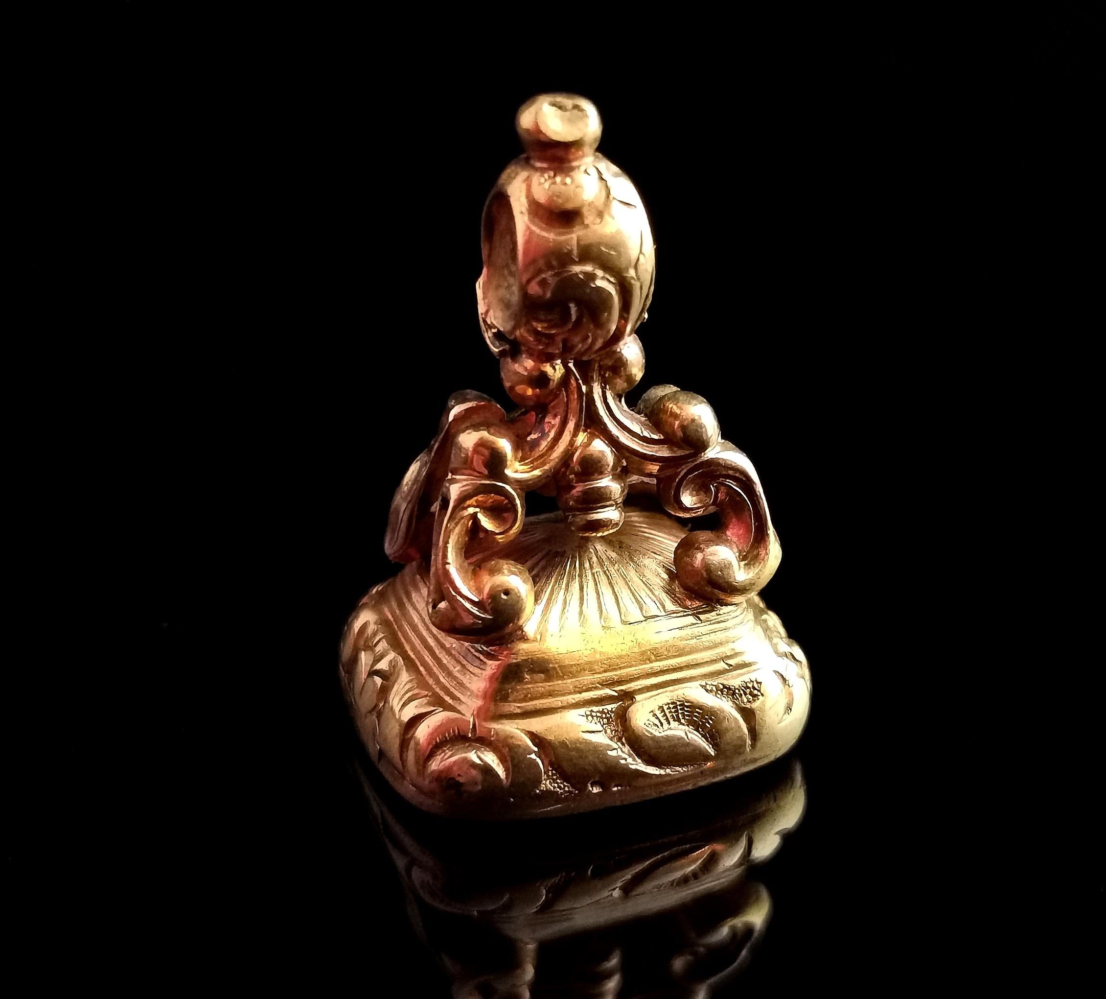 Victorian Gold Plated Seal Fob Pendant, Carnelian at 1stDibs