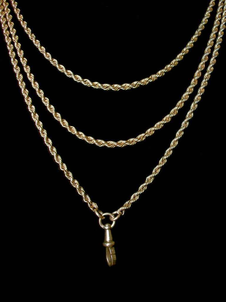 Victorian Gold Rope Twist Pocket Watch Chain / Necklace, U.S, circa ...