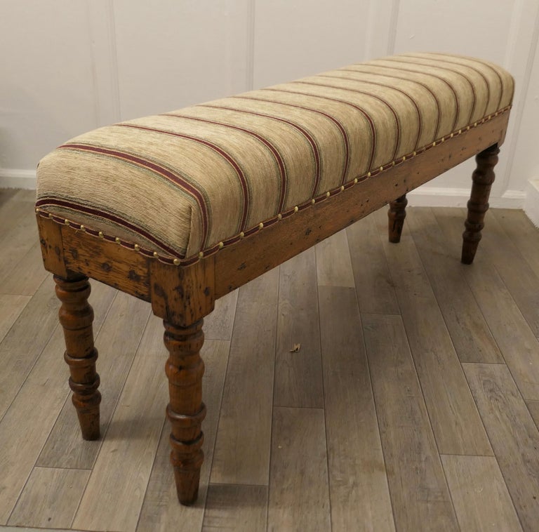 Victorian Golden Oak Arts and Crafts Long Window Stool For Sale at 1stDibs