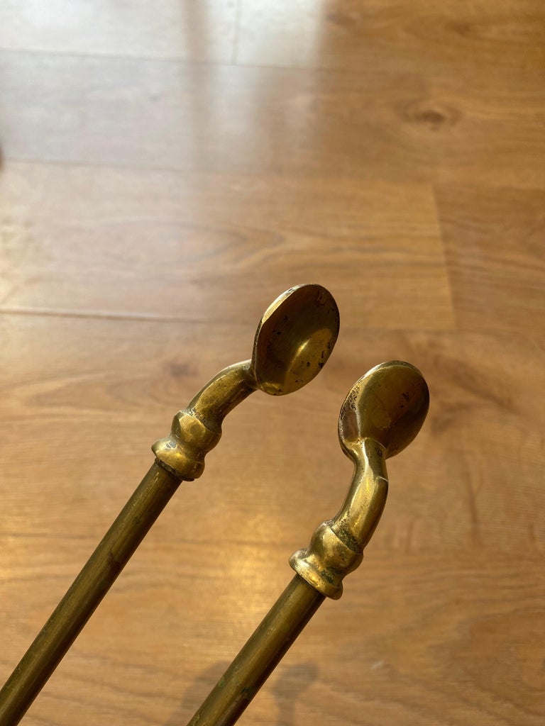 Victorian Gothic Brass Ball and Eagle Claw Motif Fire Companion Set For ...