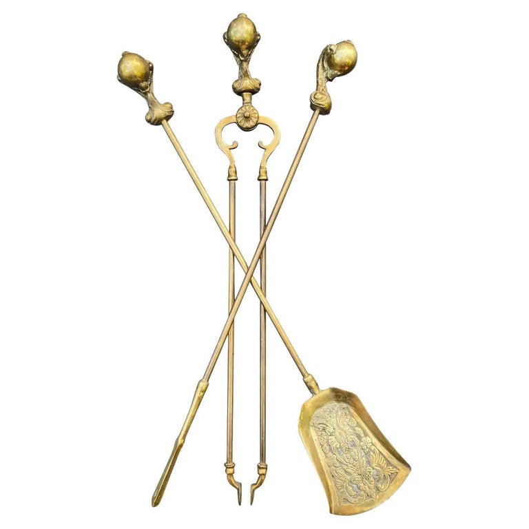 Victorian Gothic Brass Ball and Eagle Claw Motif Fire Companion Set at ...