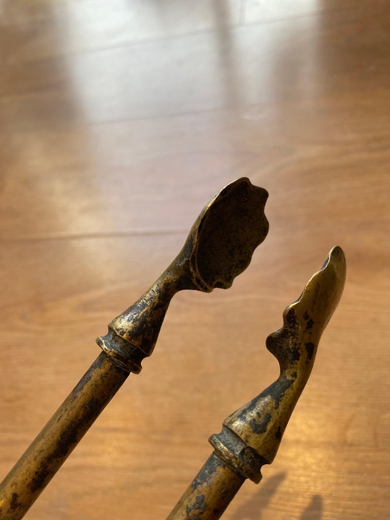 Victorian Gothic Brass Fire Companion Set, 19th Century For Sale at 1stDibs