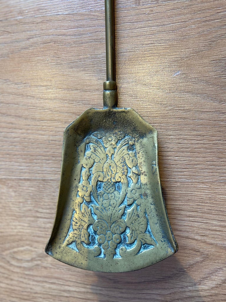 Victorian Gothic Brass Fire Companion Set, 19th Century For Sale at 1stDibs