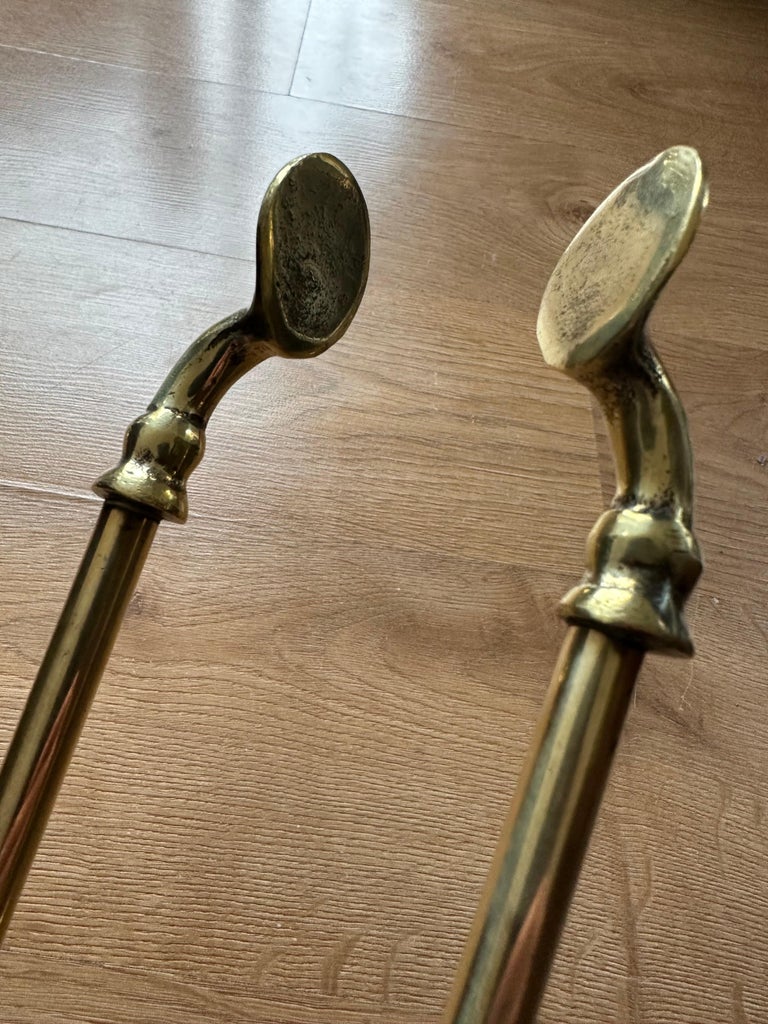 19th Century, Victorian Gothic Brass Fire Companion Set For Sale at 1stDibs