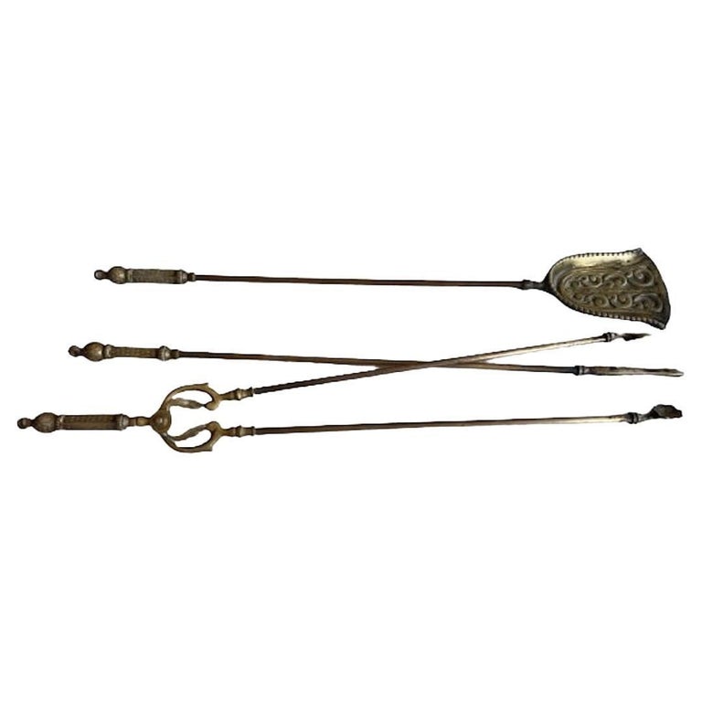 Victorian Gothic Floral Motif Fire Companion Set, 19th Century For Sale ...