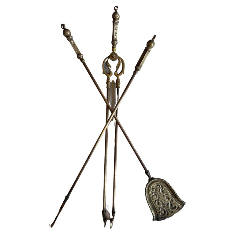 Victorian Gothic Floral Motif Fire Companion Set, 19th Century For Sale ...
