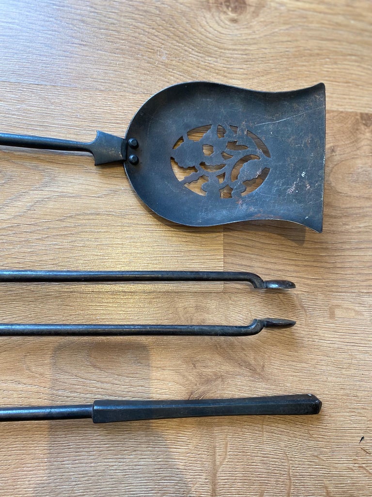 Victorian Gothic Iron Fire Companion Set, 19th Century For Sale at 1stDibs