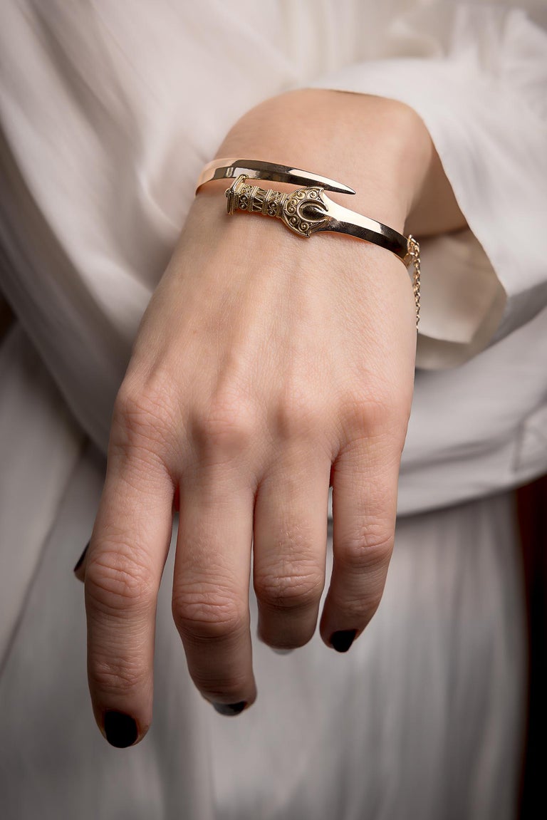 Victorian gothic revival gold sword bracelet For Sale at 1stDibs