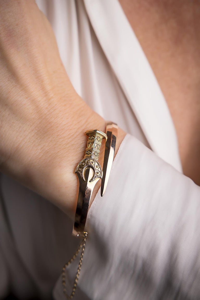Victorian gothic revival gold sword bracelet For Sale at 1stDibs