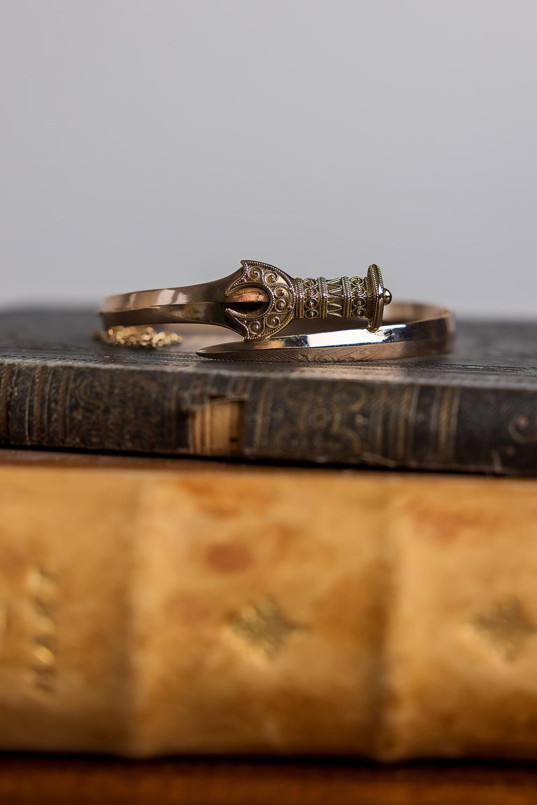 Victorian gothic revival gold sword bracelet For Sale at 1stDibs