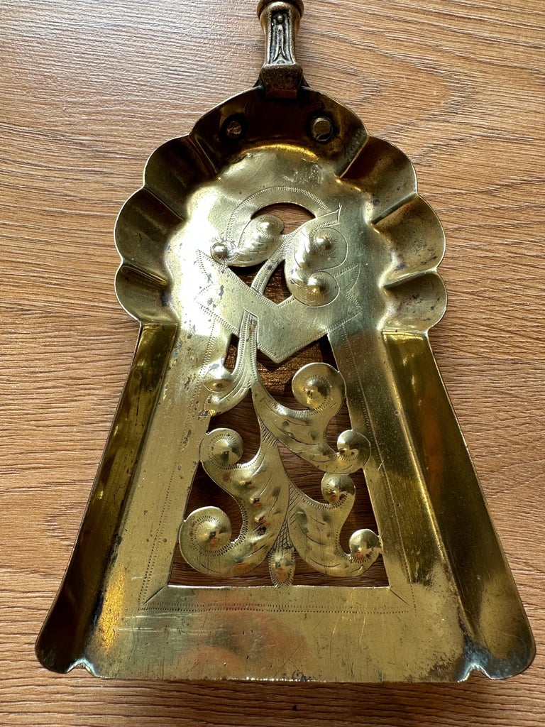 Victorian Gothic Solid Brass Fire Companion Set, Fireplace Tools, 19th ...