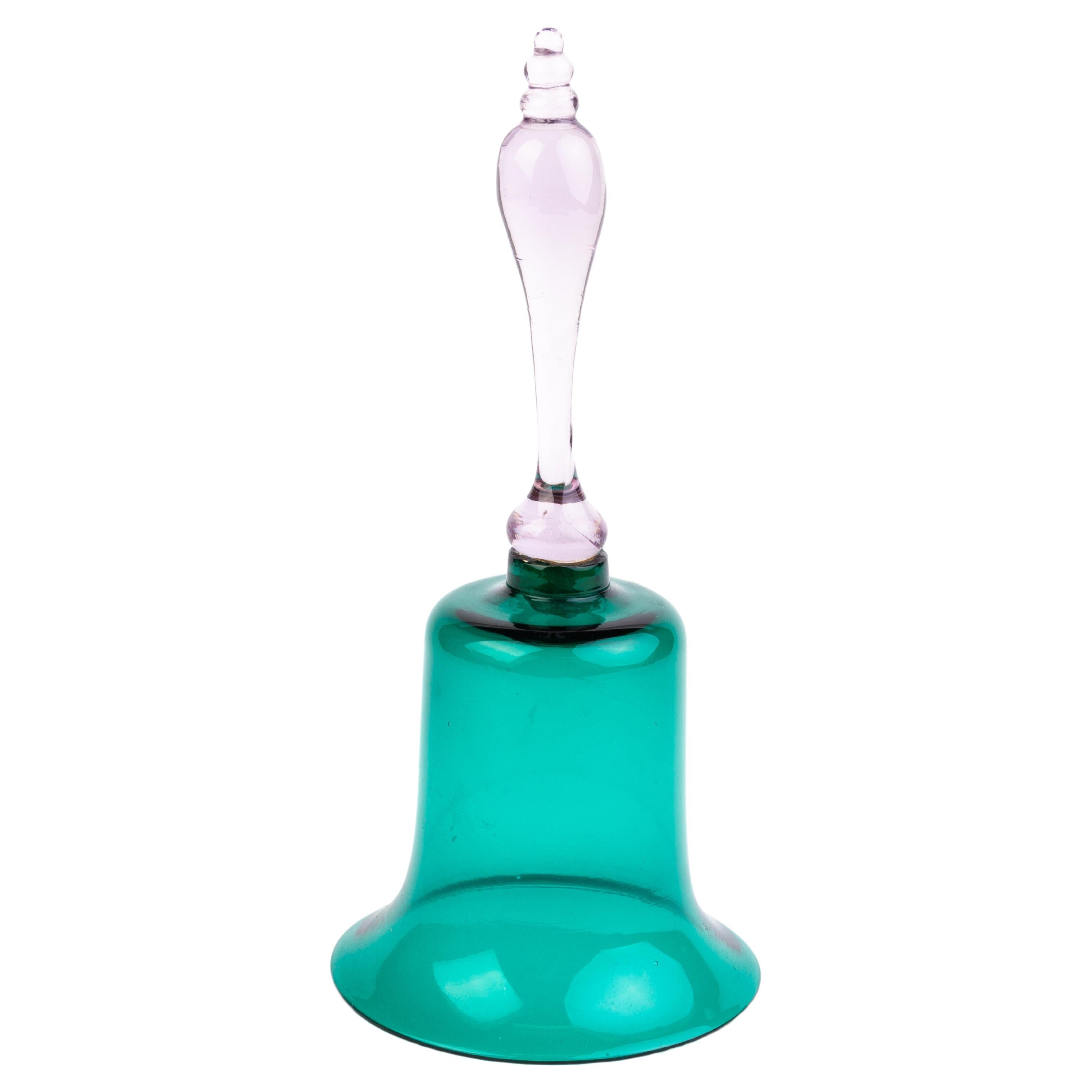 Victorian Green Glass Table Bell 19th Century For Sale at 1stDibs