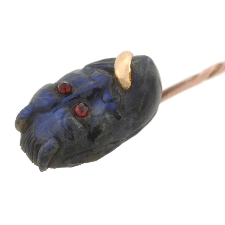 Victorian Hand Carved Labradorite and Garnet Devil Stick Pin For Sale ...