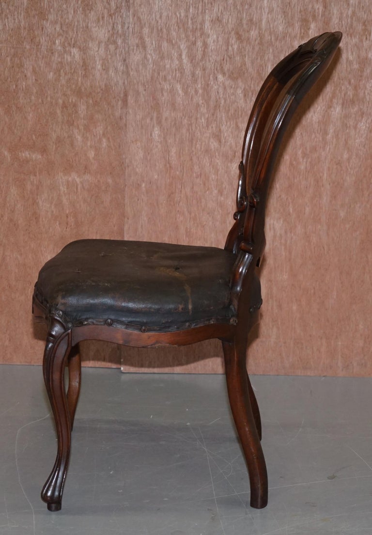 Victorian Hand Carved Hardwood Spoon Medallion Back Occasional Dining ...