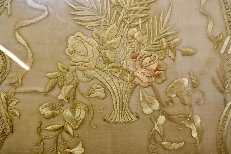 Victorian Hand Embroidered Silk and Mahogany Fire Screen For Sale at ...