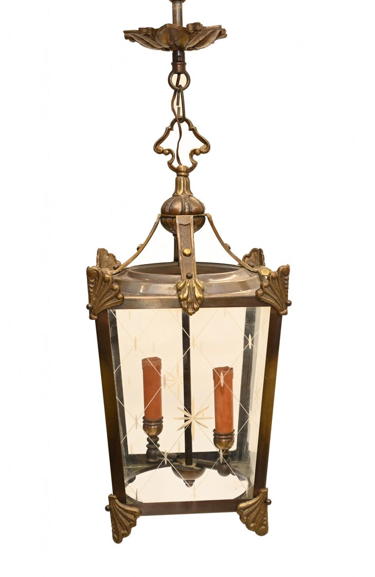 Victorian Hanging Lantern Brass Hall Light For Sale at 1stDibs