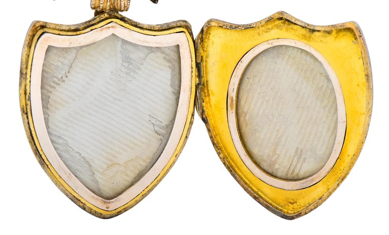 Victorian Hardstone 9 Karat Gold Eagle Shield Locket at 1stDibs