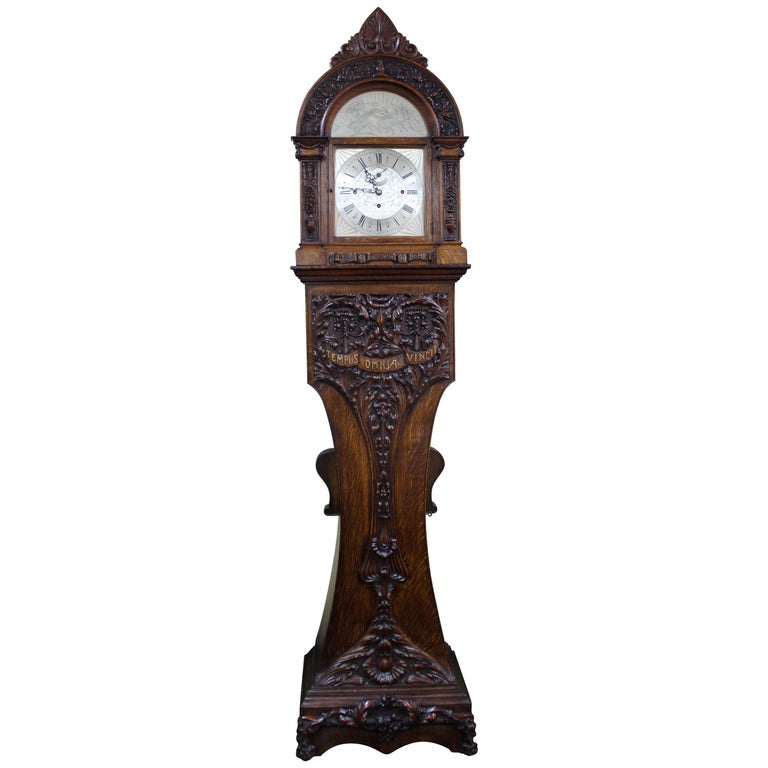 Victorian Heavily Carved Oak Long Case Clock by Thomas Turner London at ...