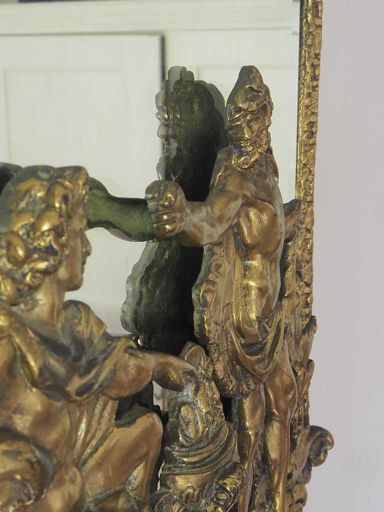 Victorian Hercules and Apollo Gilt Bronze Wall Mirror For Sale at 1stDibs