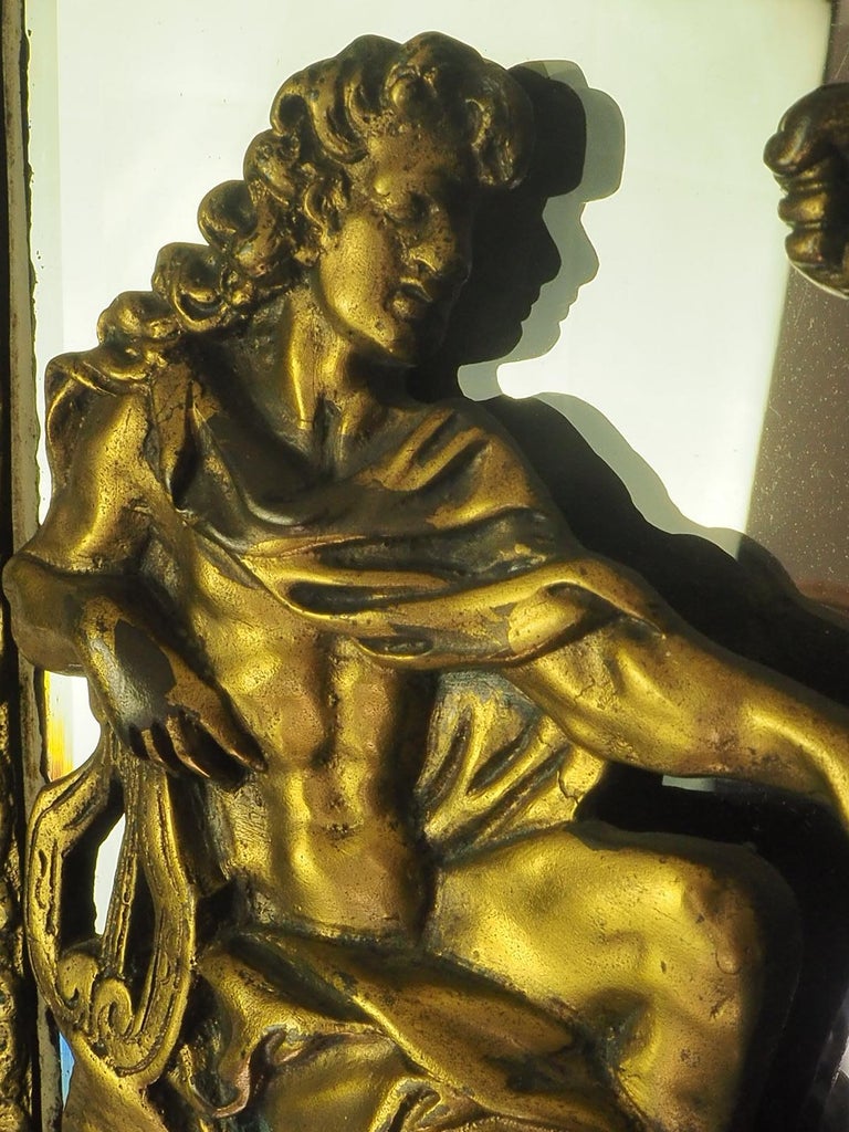 Victorian Hercules and Apollo Gilt Bronze Wall Mirror For Sale at 1stDibs