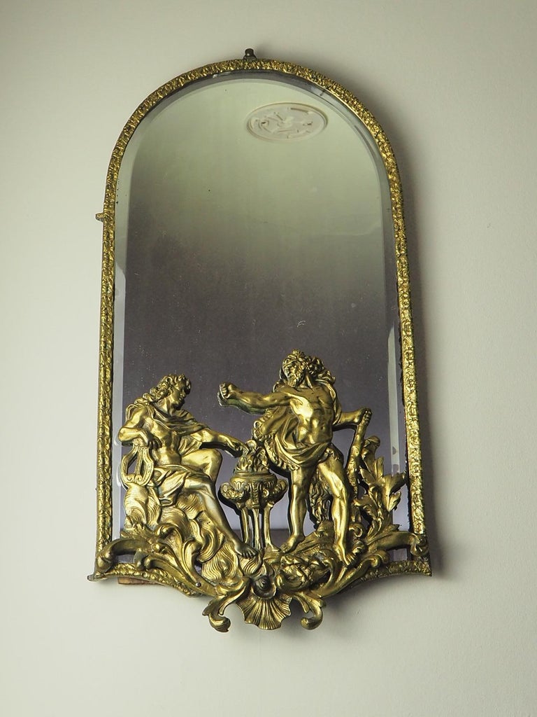 Victorian Hercules and Apollo Gilt Bronze Wall Mirror For Sale at 1stDibs