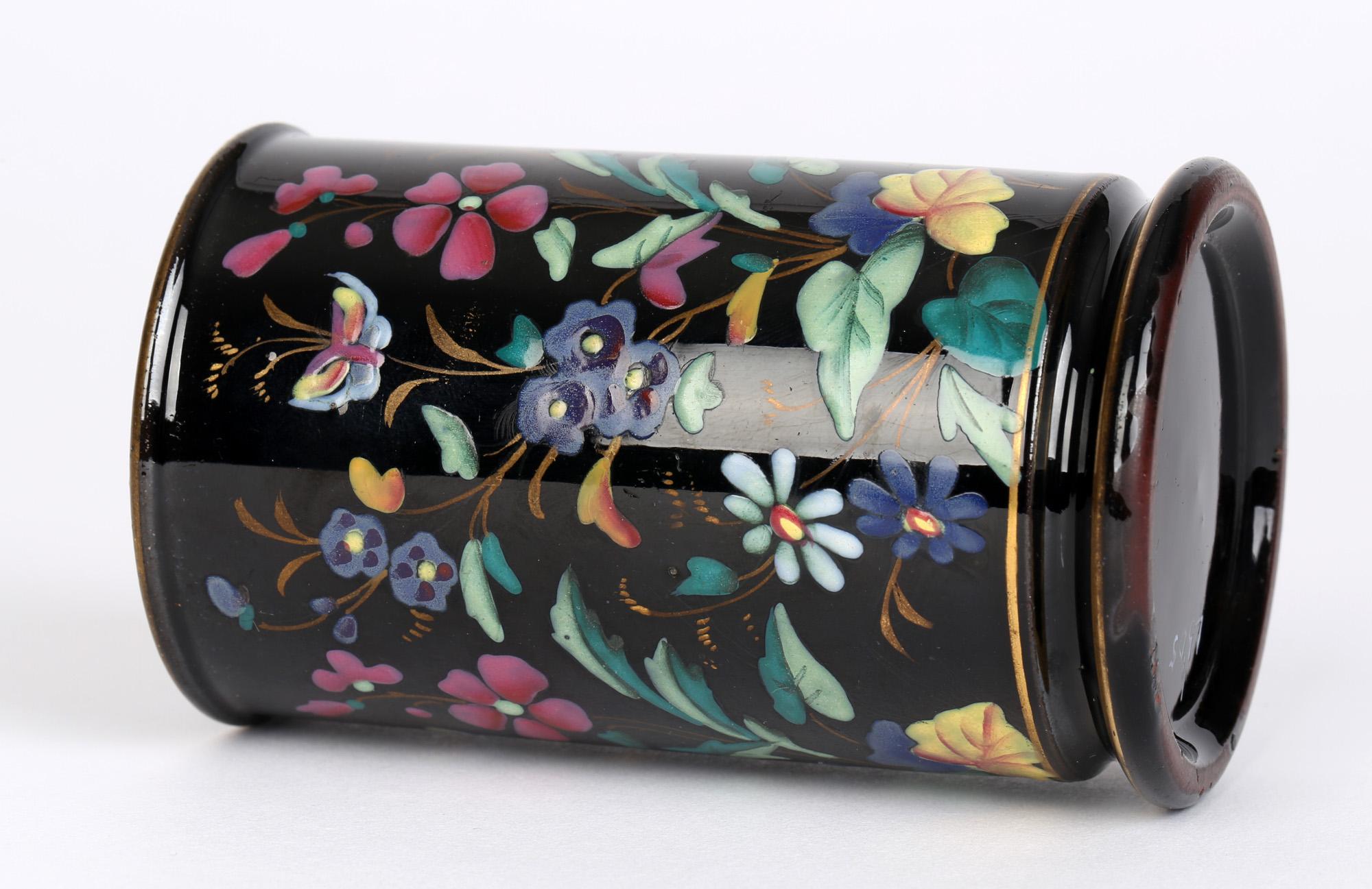 Victorian Jackfield Style Ceramic Vase with Hand Enameled Floral ...