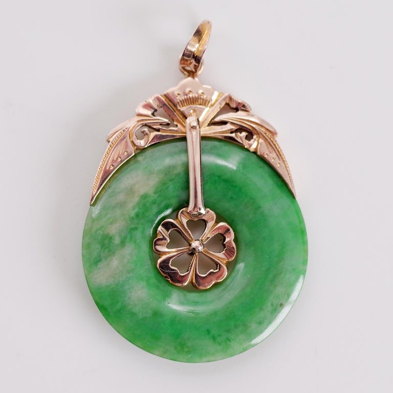 Jade Hololith Victorian Pendant Certified Untreated For Sale at 1stdibs