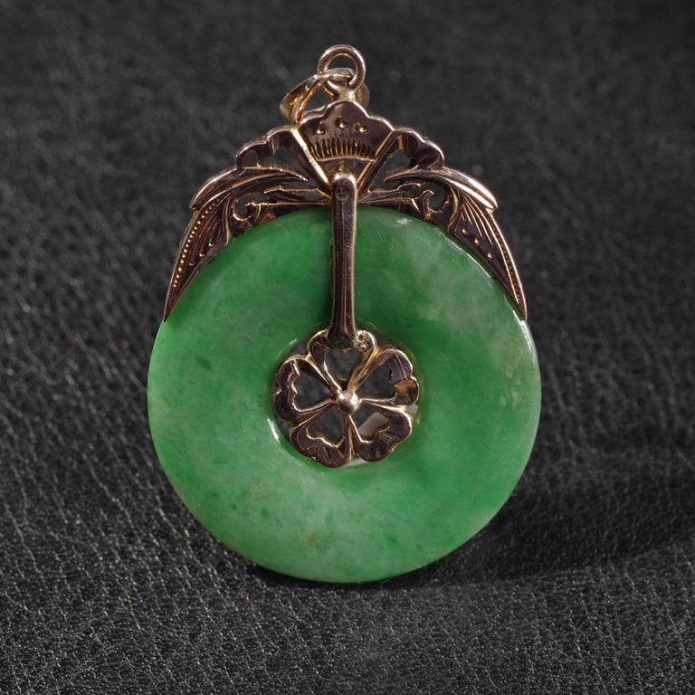 Jade Hololith Victorian Pendant Certified Untreated For Sale at 1stdibs