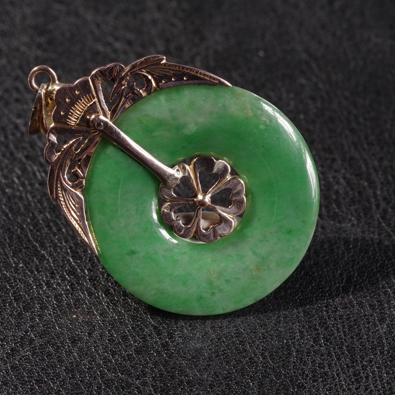 Jade Hololith Victorian Pendant Certified Untreated For Sale at 1stdibs