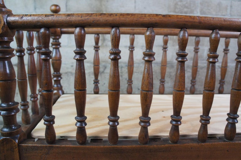 Victorian Jenny Lind Walnut Spool Turned Spindle Rocking Crib Cradle ...