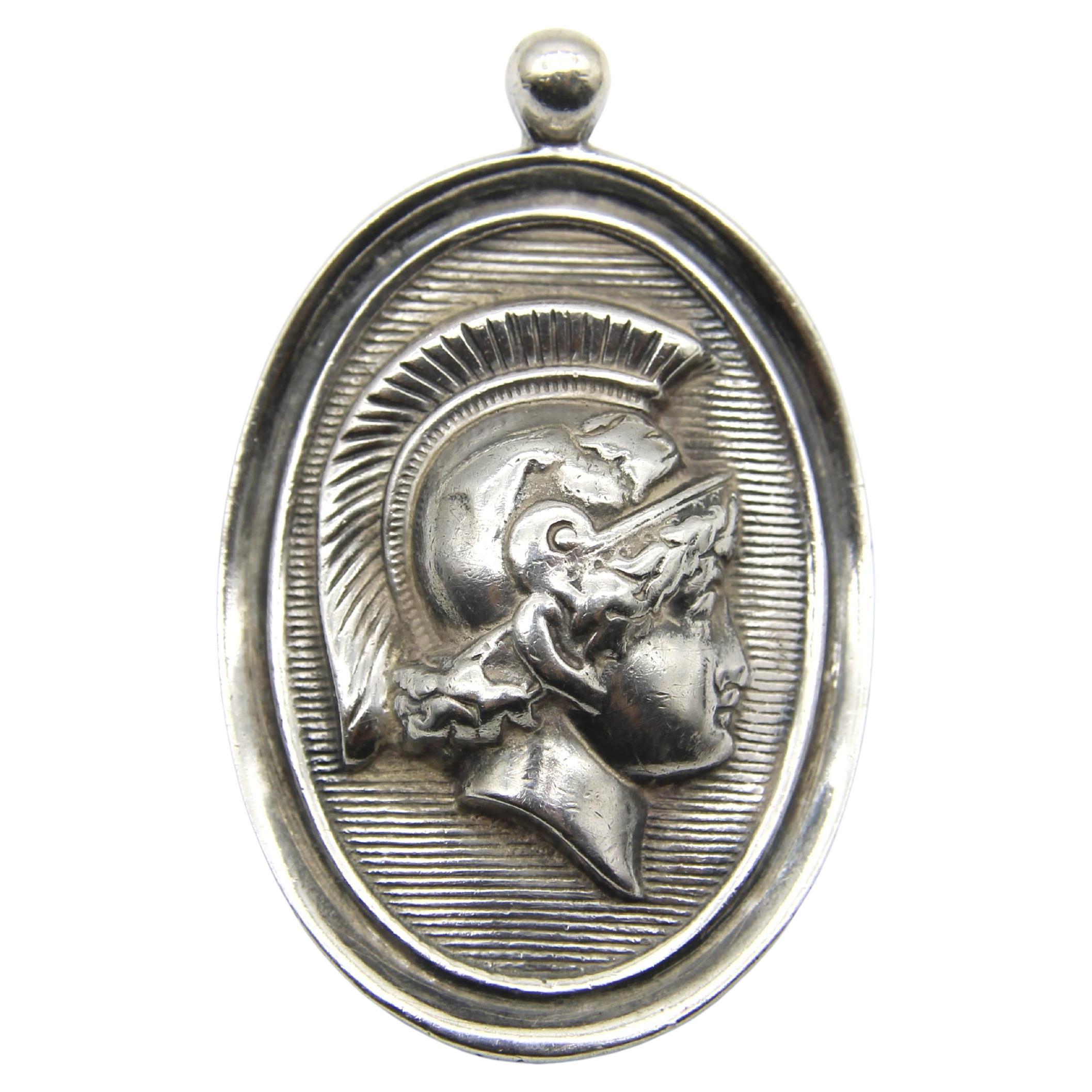 Victorian Large Athena Goddess Warrior Medallion Sterling Silver Pin ...