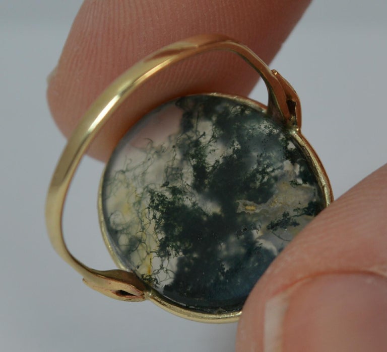 Victorian Large Moss Agate Panel 9 Carat Gold Solitaire Ring at 1stDibs ...