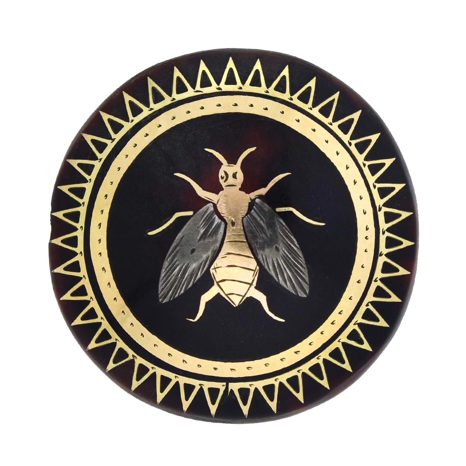 Victorian Large Piqué Bee Tortoise Shell Pin at 1stDibs
