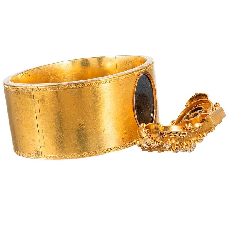 Victorian Locket Bangle with Diamonds at 1stDibs