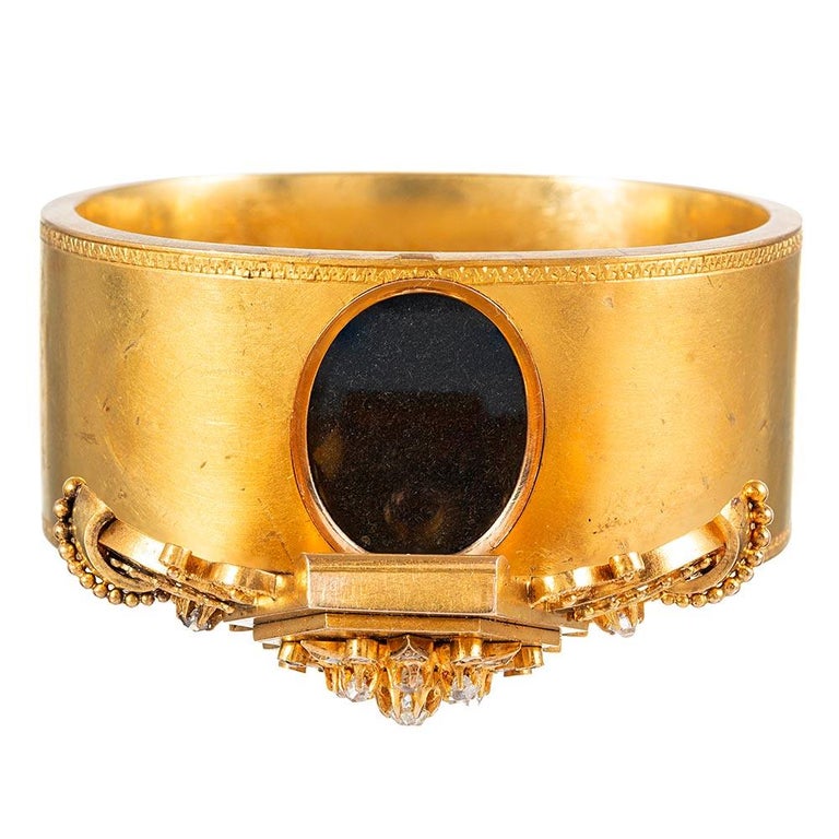 Victorian Locket Bangle with Diamonds at 1stDibs