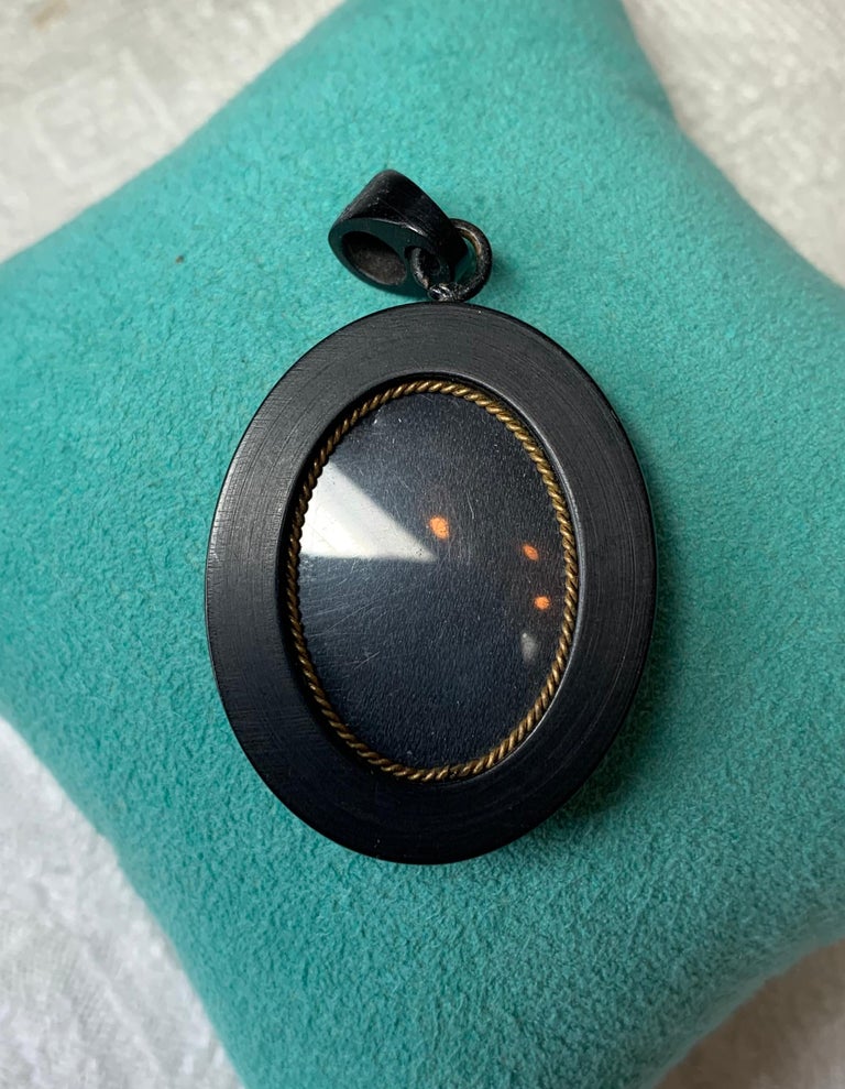 Victorian Locket Pendant Whitby Jet Enamel Edelweiss Flower Pendant ...