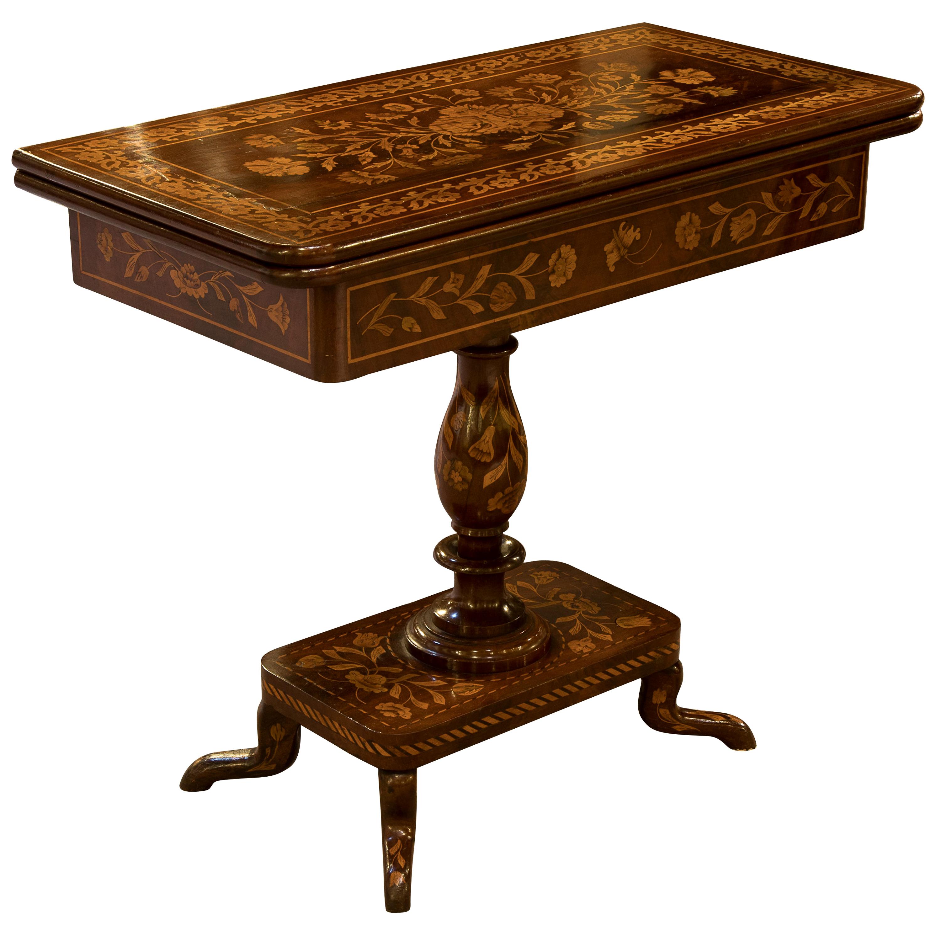 Victorian Mahogany and Dutch Marquetry Card Table For Sale at 1stDibs