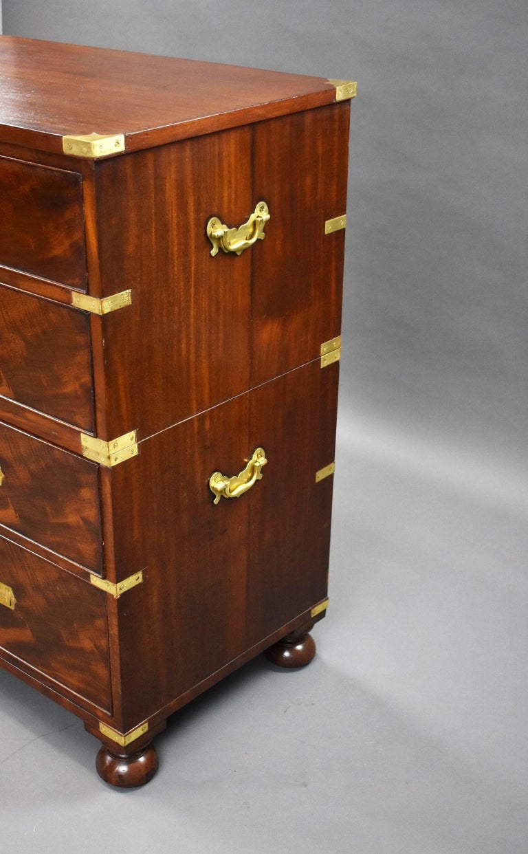 Victorian Mahogany Campaign Style Chest For Sale at 1stDibs
