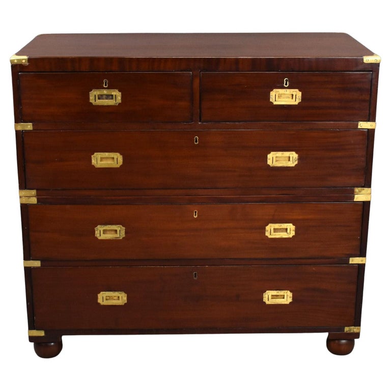 Victorian Mahogany Campaign Style Chest of Drawers For Sale at 1stDibs