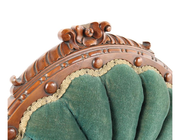 Victorian Mahogany Carved Balloon Back Velvet Chair on Casters For Sale ...