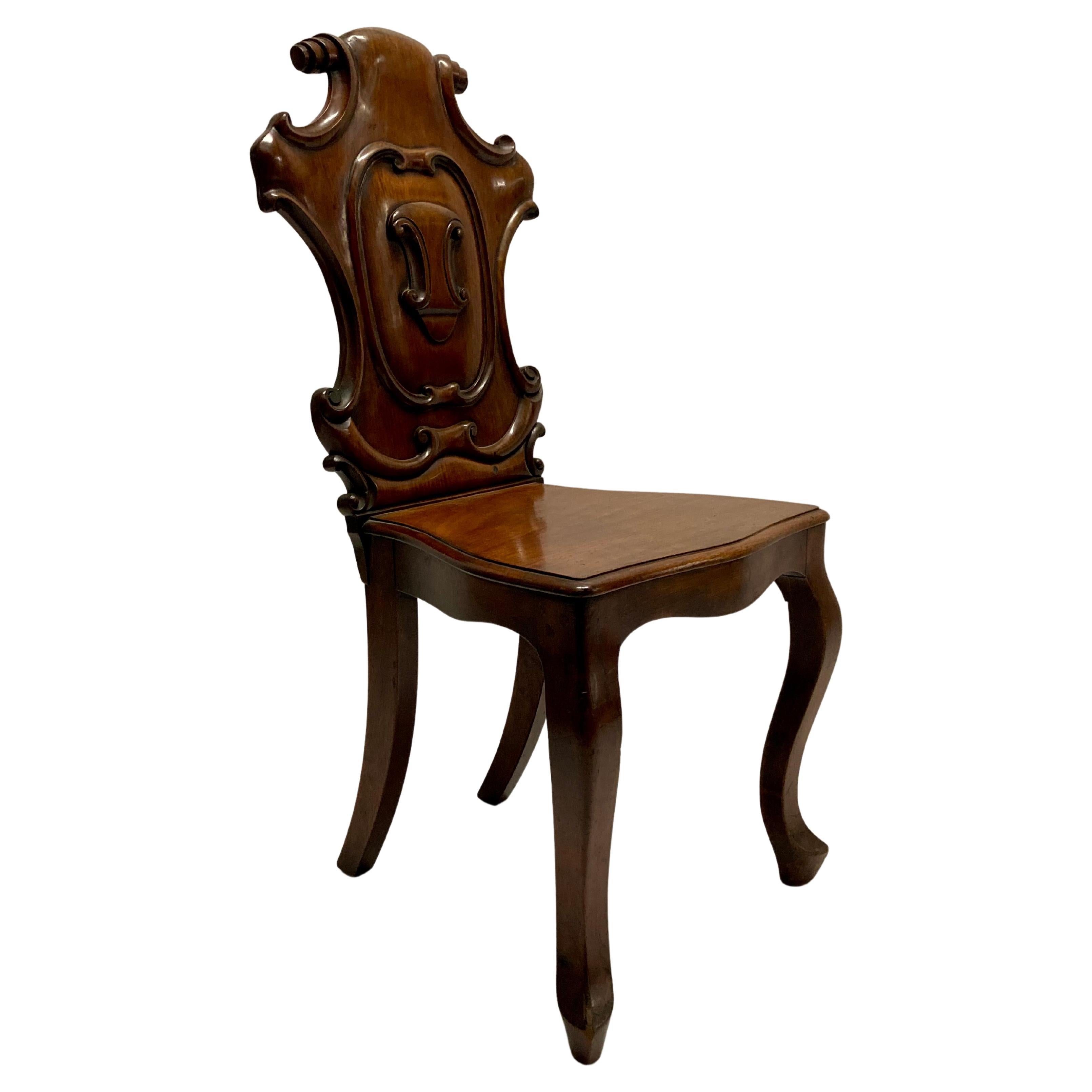 Victorian Mahogany Carved Shield Back Hall Chair, Circa 1850 For Sale ...
