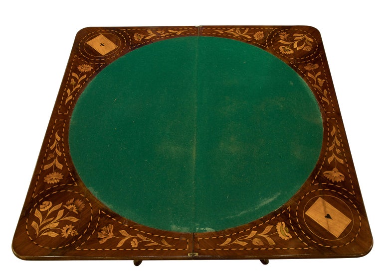 Victorian Mahogany and Dutch Marquetry Card Table For Sale at 1stDibs