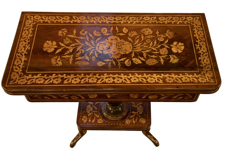Victorian Mahogany and Dutch Marquetry Card Table For Sale at 1stDibs