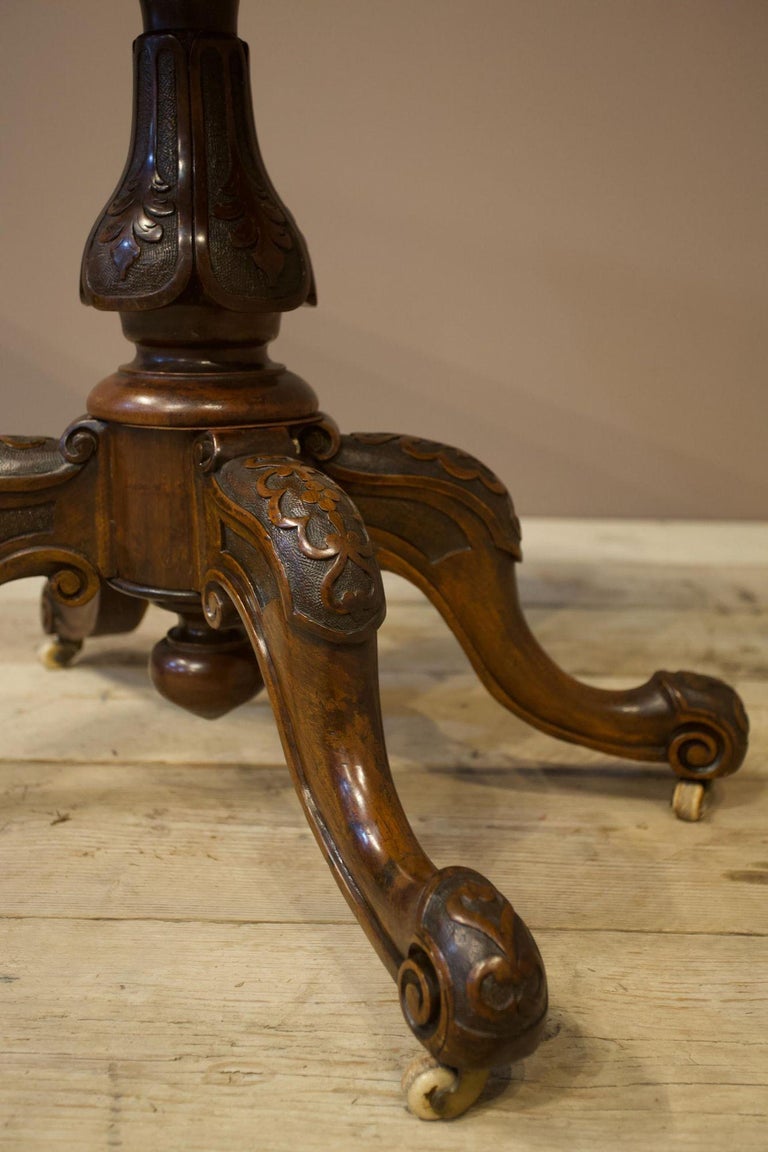 Victorian Mahogany Fold over Table with Carved Base For Sale at 1stDibs
