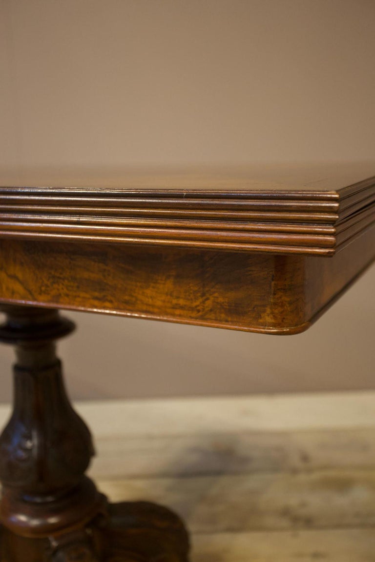 Victorian Mahogany Fold over Table with Carved Base For Sale at 1stDibs