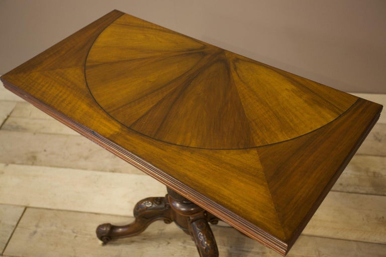 Victorian Mahogany Fold over Table with Carved Base For Sale at 1stDibs