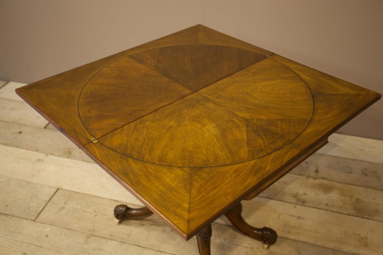 Victorian Mahogany Fold over Table with Carved Base For Sale at 1stDibs