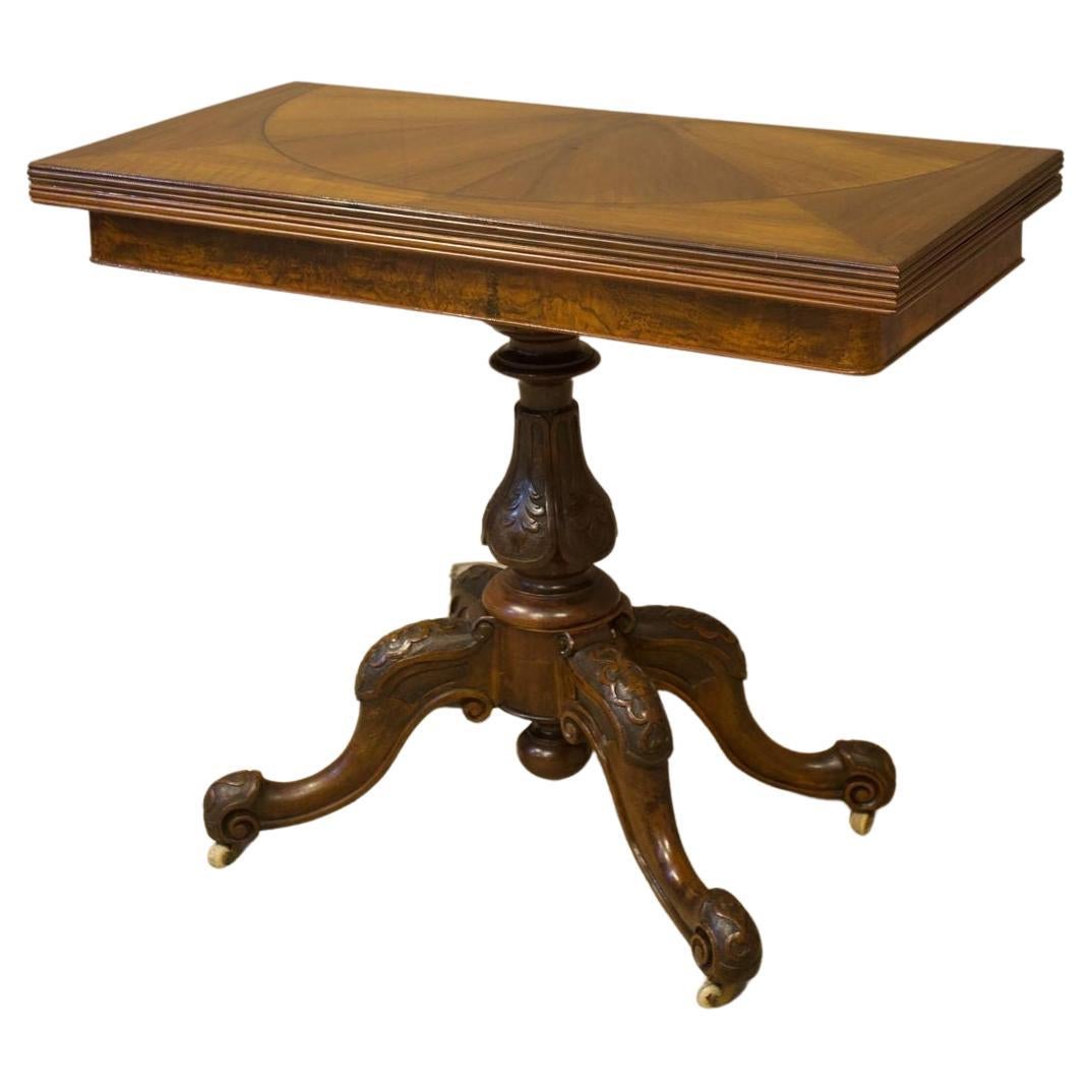 Victorian Mahogany Fold over Table with Carved Base For Sale at 1stDibs