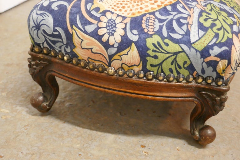 Victorian Mahogany Foot Stool Upholstered in Strawberry Thief by ...