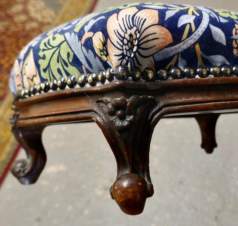 Victorian Mahogany Foot Stool Upholstered in Strawberry Thief by ...